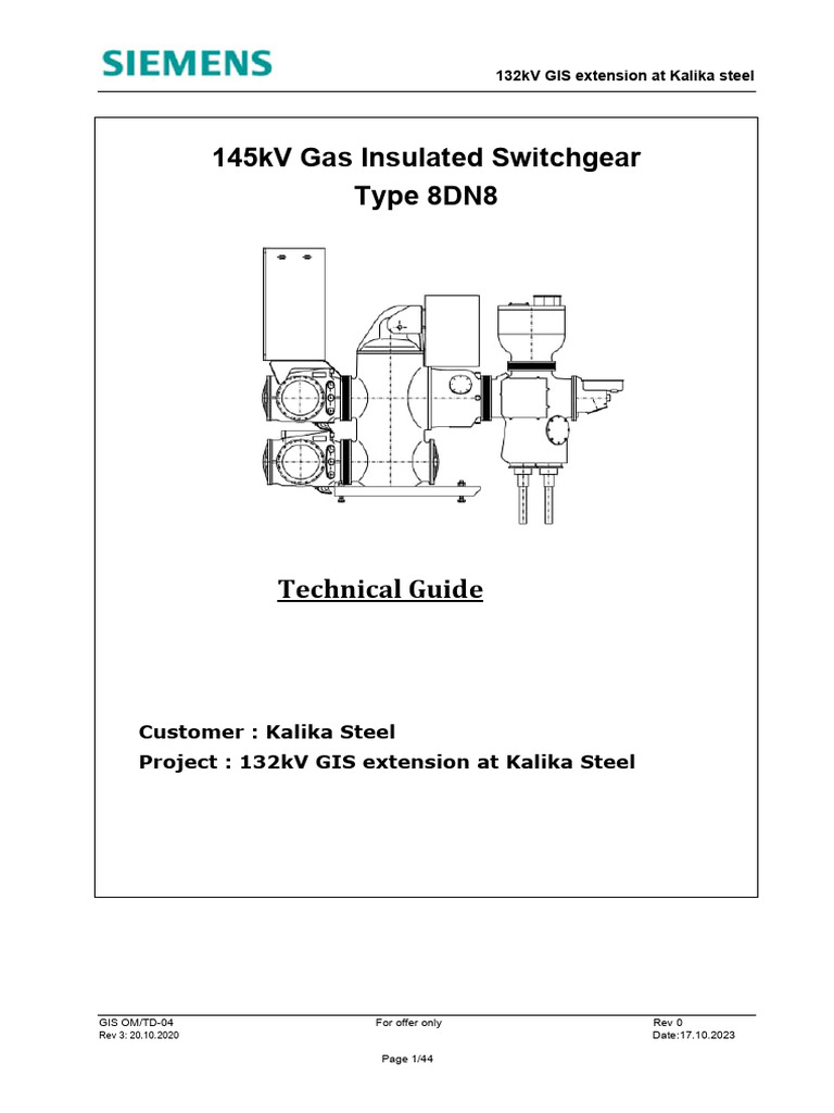 TD04 145kV GIS Technical Guide | PDF | Transformer | High Voltage