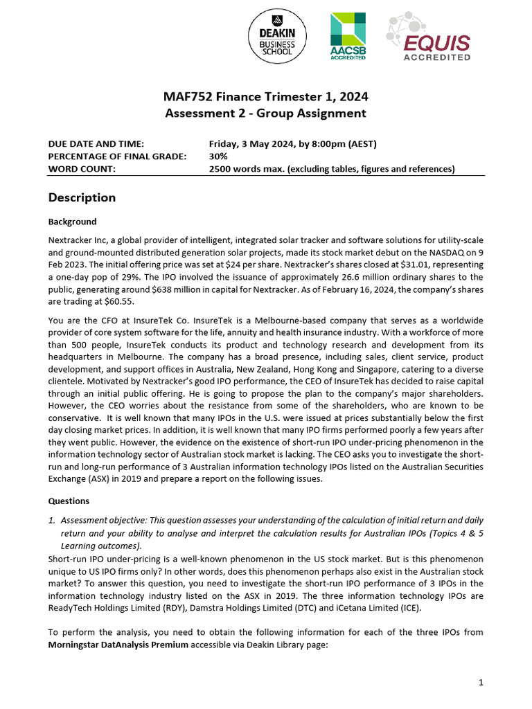 Finance IPO Analysis Assignment | PDF | Initial Public Offering | Libraries