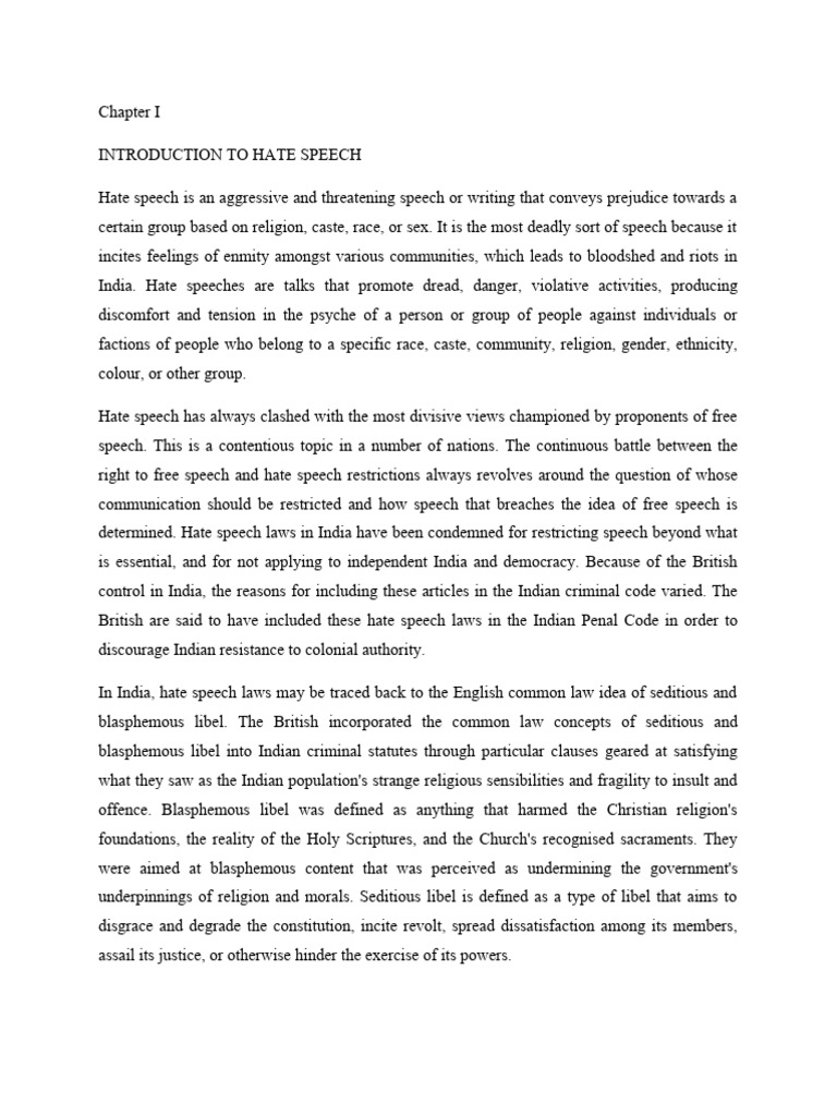 Hate Spech in Online Era | PDF | Hatred | Prejudices