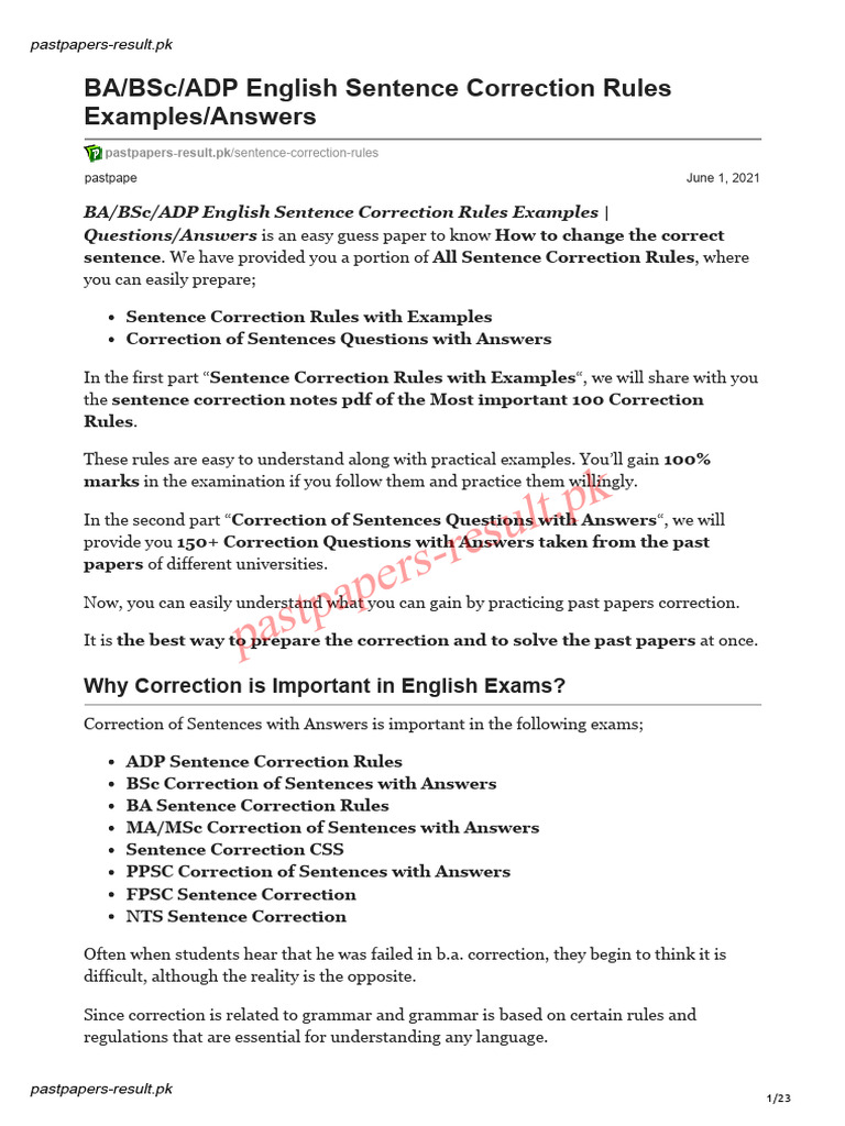 Correction Rule | PDF | English Language | Linguistics
