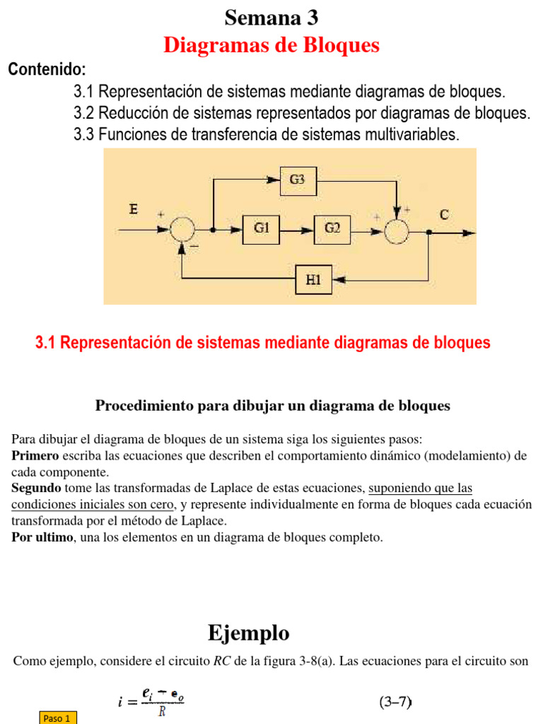 Semana 3 Diagramas de Bloques | PDF | Ecuaciones | Matriz (Matemáticas)
