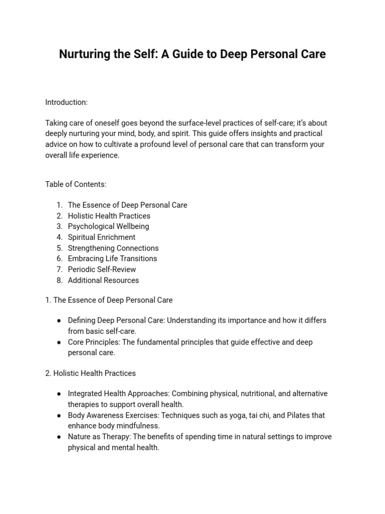 Deep Personal Care Guide for Wellness | PDF | Spirituality | Meditation