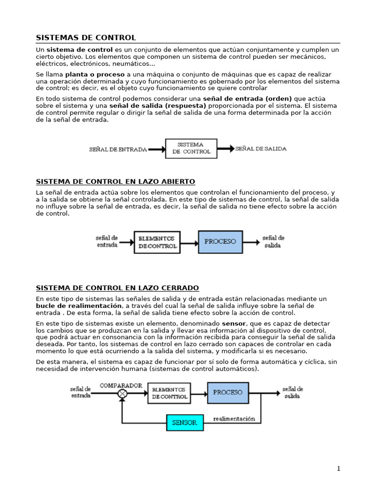 Sistemas de Control | PDF | Sistema de control | Realimentación