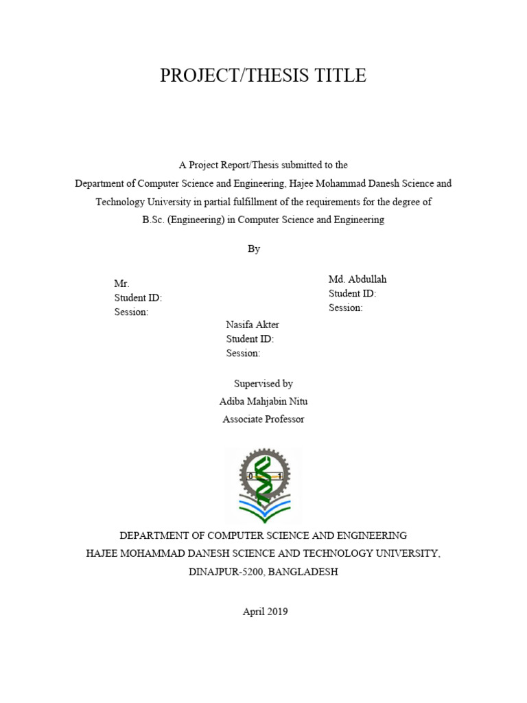 Thesis Project Report Format BSC CSE HSTU | PDF | Note (Typography) | Bracket