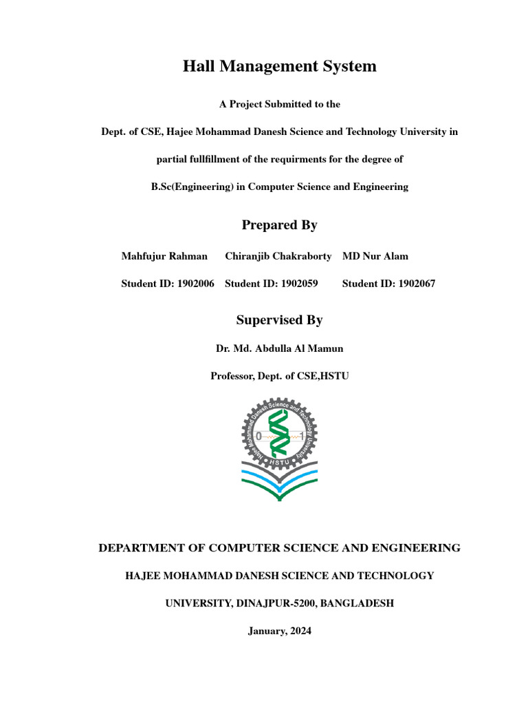 HSTU Hall Management System Project | PDF | Internet Of Things | Java ...