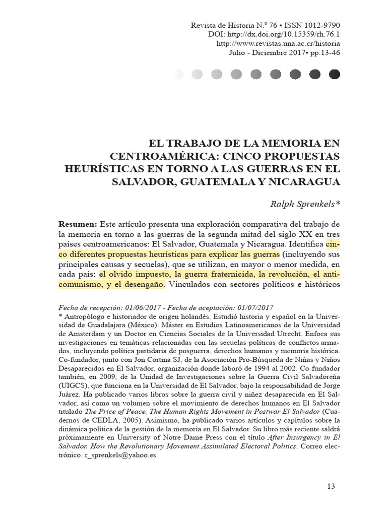 Ralph Sprenkel - El - Trabajo - de - La - Memoria - en - Centroamerica ...