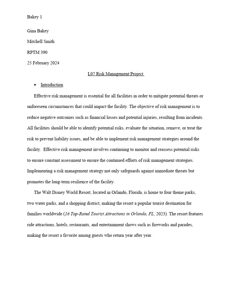 l07 Risk Management Project | PDF | Risk Management | Risk