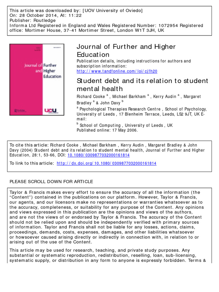 Student Debt's Impact on Mental Health | PDF | Standard Score | Effect Size