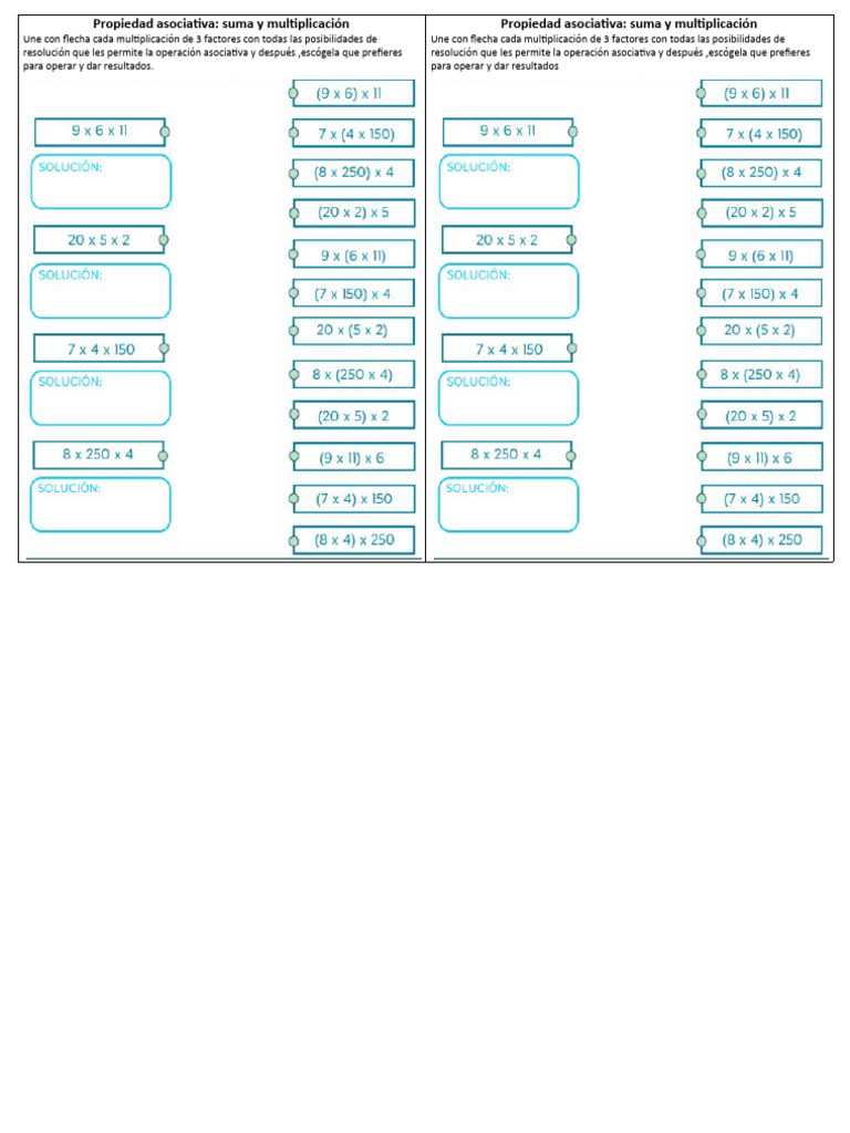 Propiedad Asociativa | PDF | Multiplicación | Matemáticas