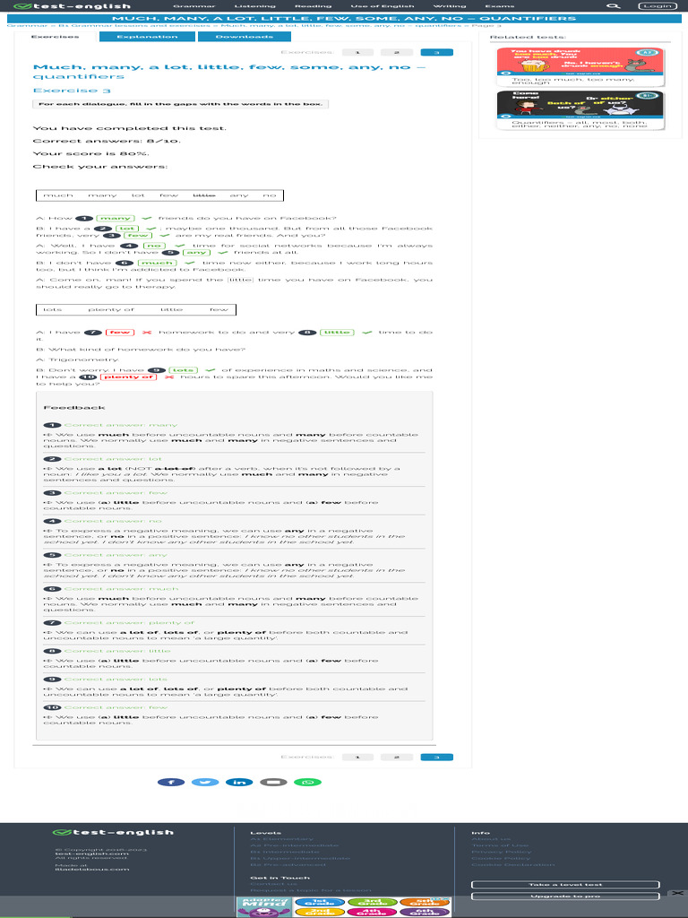 Much, Many, A Lot, Little, Few, Some, Any, No - Q | PDF | Noun ...