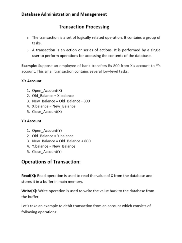 Transaction Processing Pdf Database Transaction Synchronization