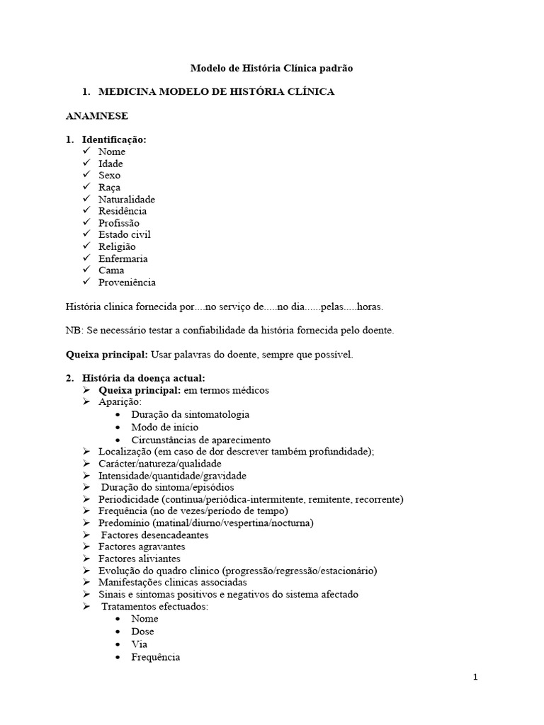 História Clínica: Anamnese e Avaliação | PDF | Micção | Coração