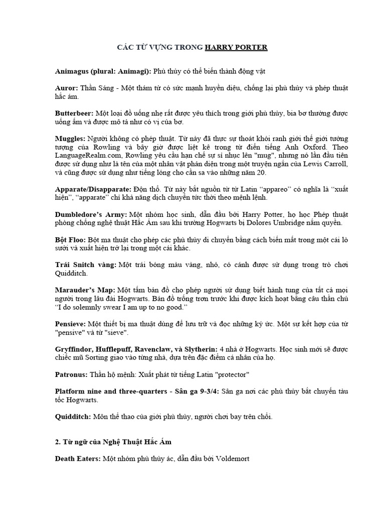 Các T V NG Trong Harry Porter | PDF