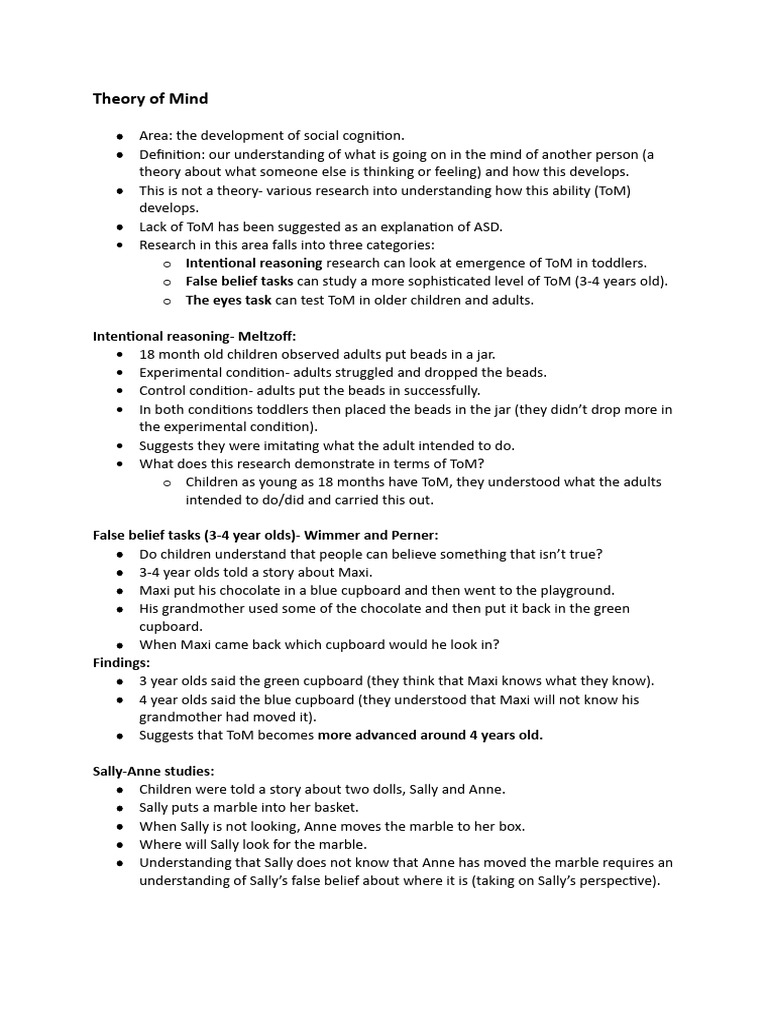 Theory of Mind | PDF | Theory Of Mind | Autism Spectrum