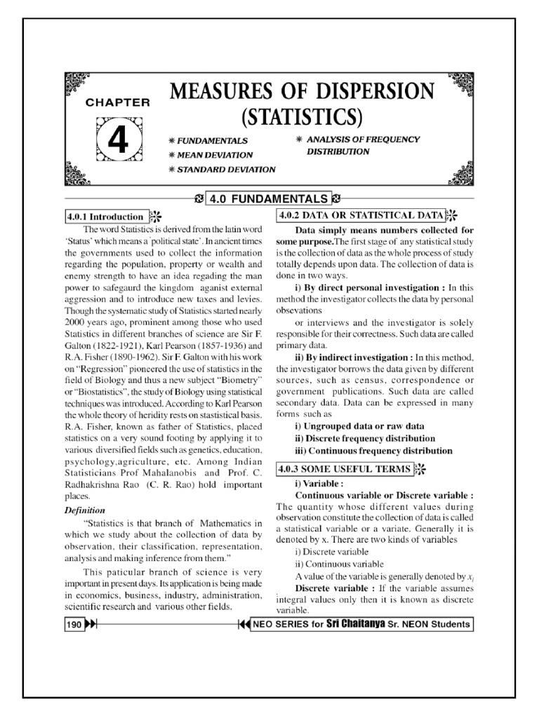 10) Measures of Dispersion (Statistics) | PDF