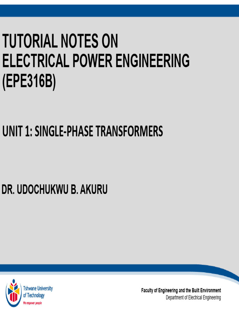 Unit 1 Single-Phase Transformer Tutorial | Download Free PDF | Transformer | Electromagnetism