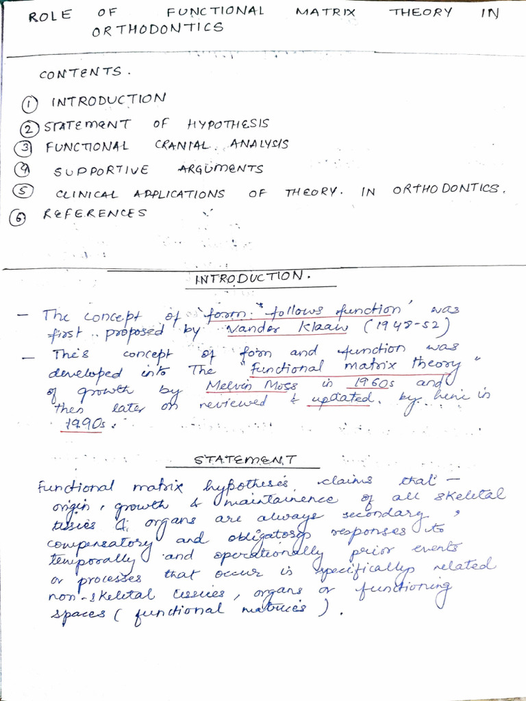 Role of Functional Matrix Theory in Orthodontics | PDF