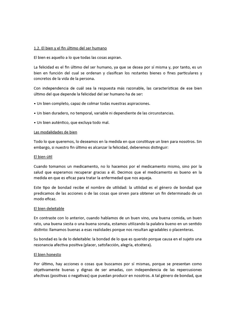 Resumen Tema 8 Filosofía Marina 1º Bach | PDF | Placer | Utilitarismo