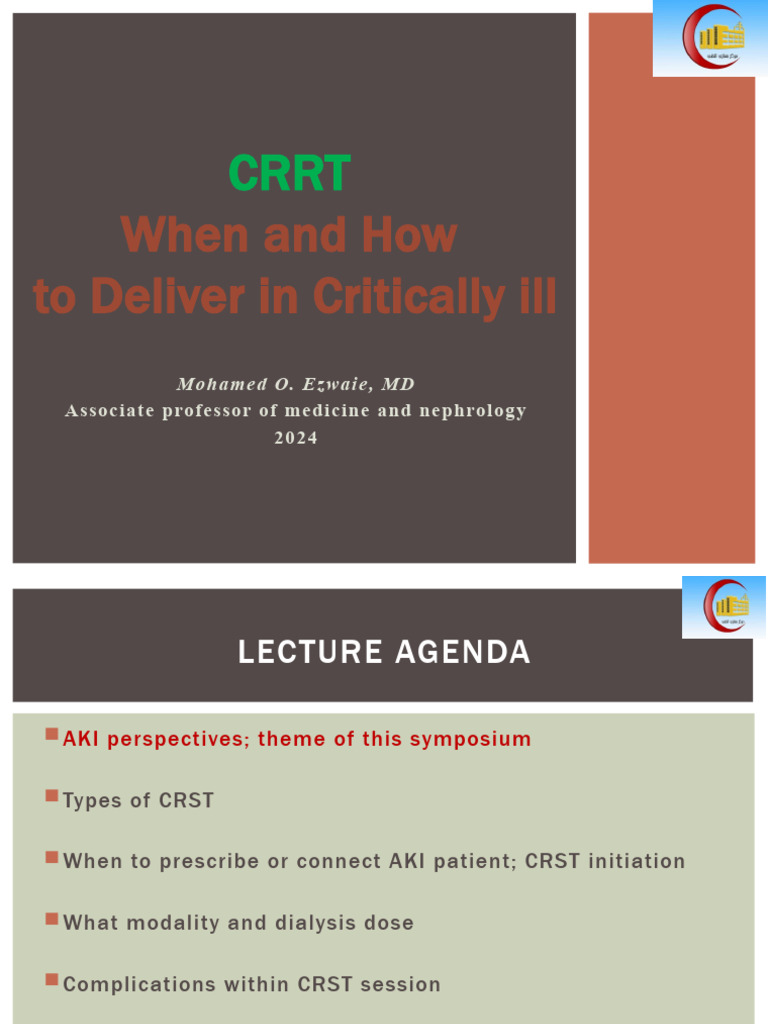 CRRT When and How Diploma 2024 | PDF | Medical Treatments | Organ (Anatomy)