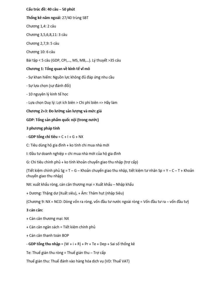 TỔNG HỢP LÝ THUYẾT VĨ MÔ UDATED K65 | PDF