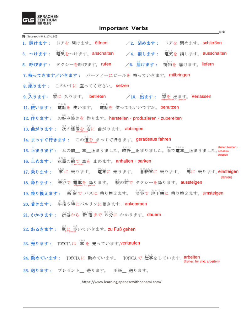 Important Verbs V6 | PDF