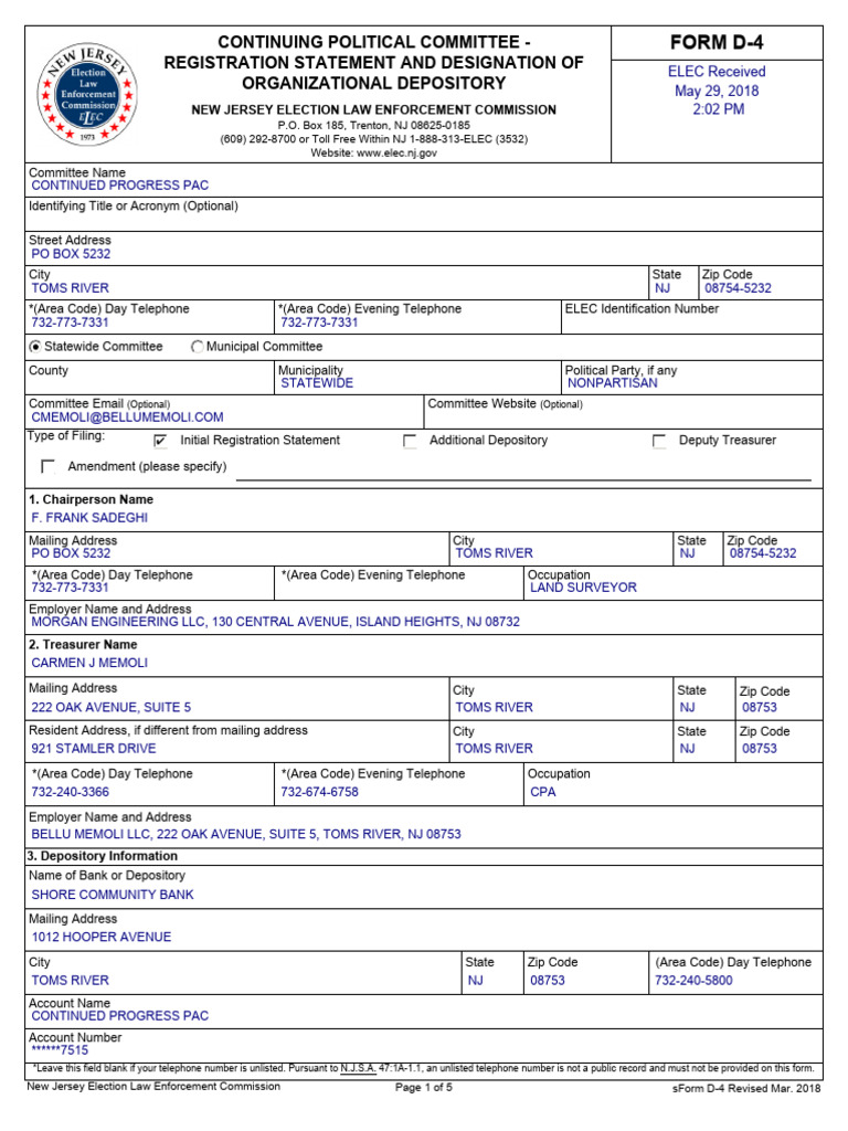 NJ Political Committee Registration Form | PDF | Political Action ...