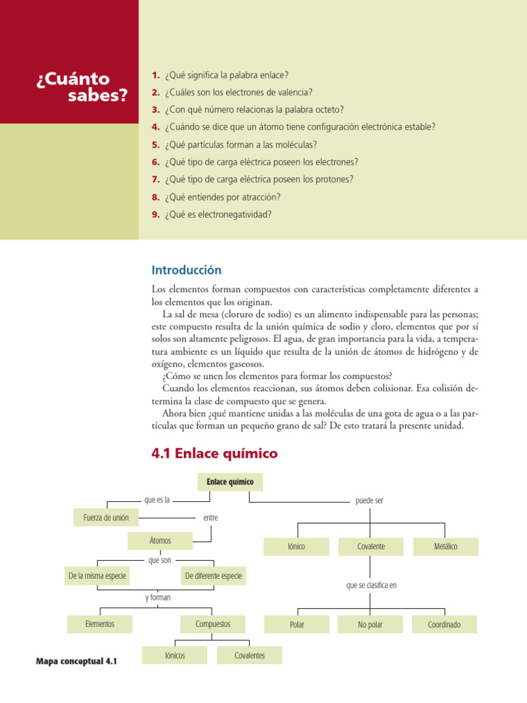 Concepto de Enlace Químico, Molécula y Regla Del Octeto | PDF ...