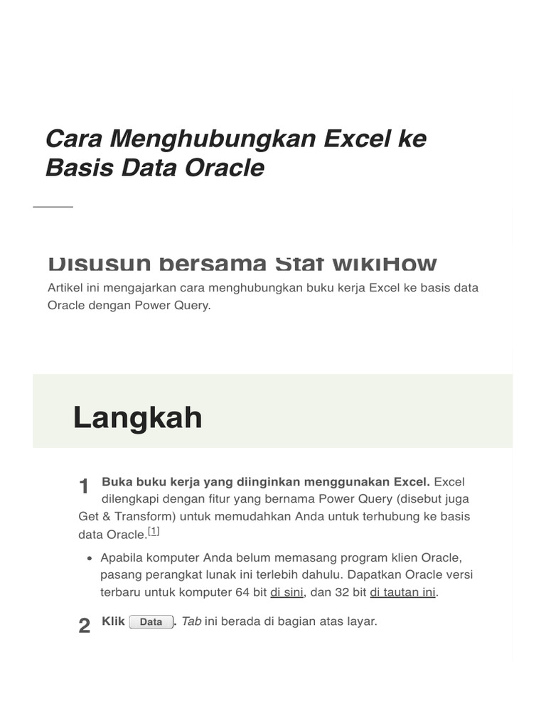 Hubungkan Excel ke Oracle dengan Power Query | PDF