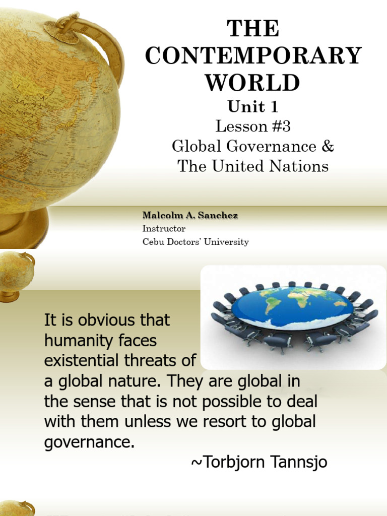 THIS THE CONTEMPORARY WORLD - Unit 1 (Lesson3 - Global Governance & The ...