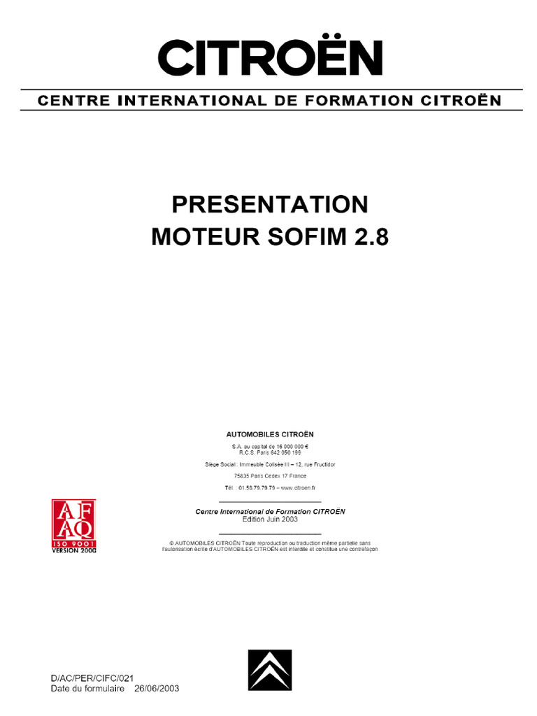 Presentation Moteur Sofim PDF | PDF
