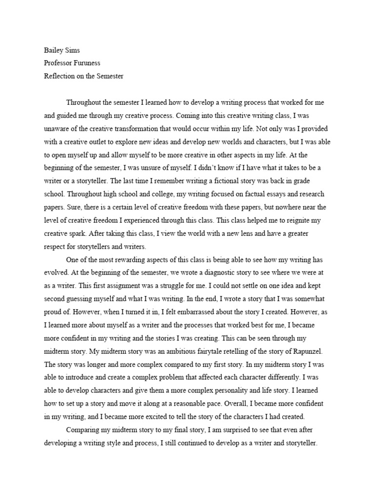 Reflection On The Semester | PDF | Brainstorming | Thought