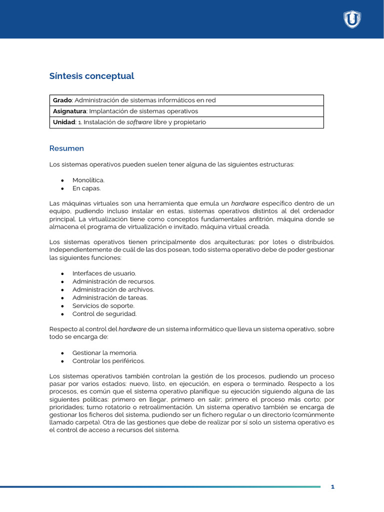 U1 RESUMEN Instalación de Software Libre y Propietario | PDF | Arranque ...