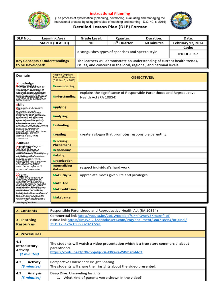 COT 3rd QTR DLP | PDF | Learning | Knowledge