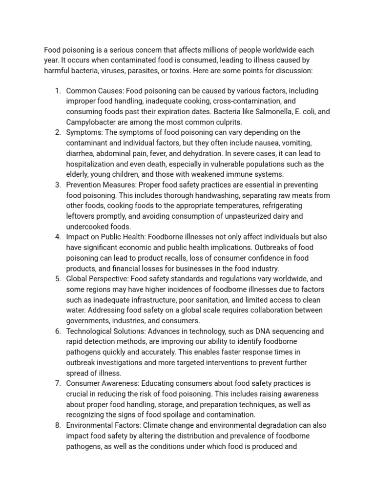 Food Poisoning | PDF | Foodborne Illness | Medical Specialties