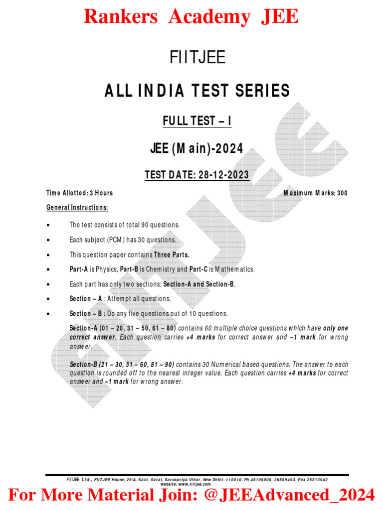 Aits 2324 FT I Jeem LD Offline | PDF | Force | Mass