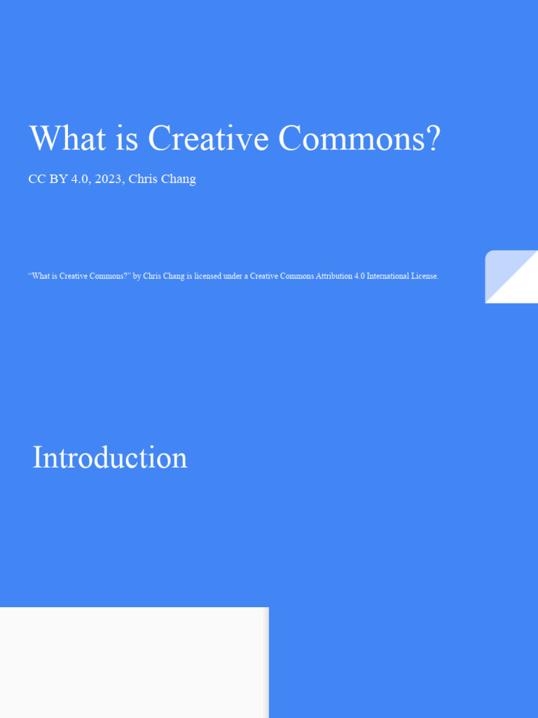 2023 CC-By-4-Chris Chang Creative Commons Introduction | Download Free PDF | Creative Commons ...