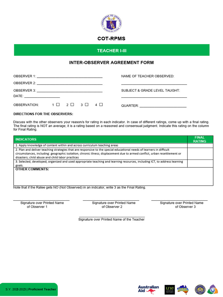 Appendix-C-09-COT-RPMS-Inter-observer-Agreement-Form-for-T-I-III-for-SY-2022-2023 Inter ...