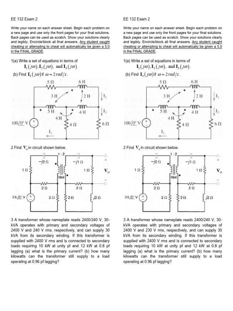 Ee132 Exam2 Sample | PDF