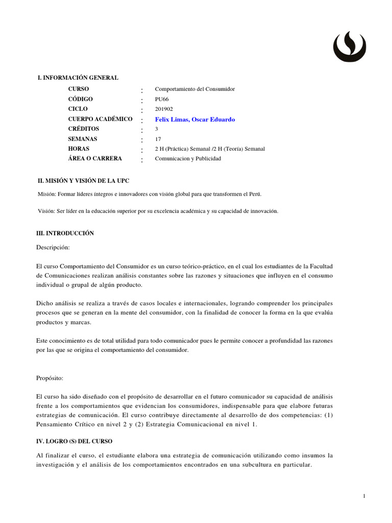 PU66 Comportamiento Del Consumidor 201902 | PDF | Maestros | Motivación