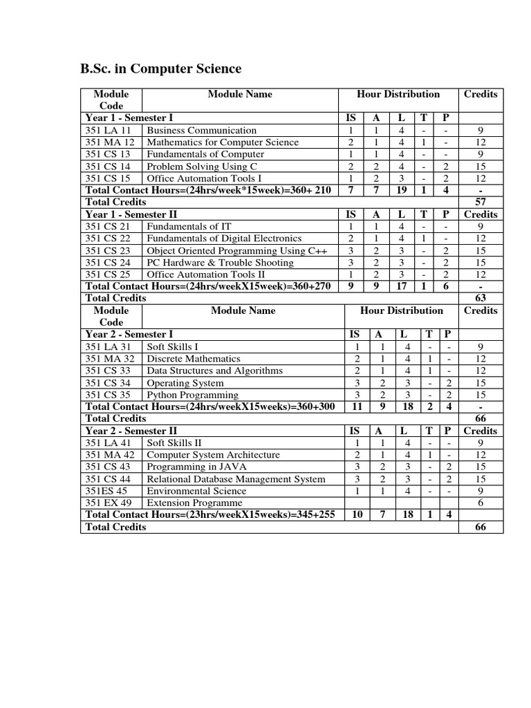 B.Sc. CS Curriculum | PDF | Computer Science | Computer Programming