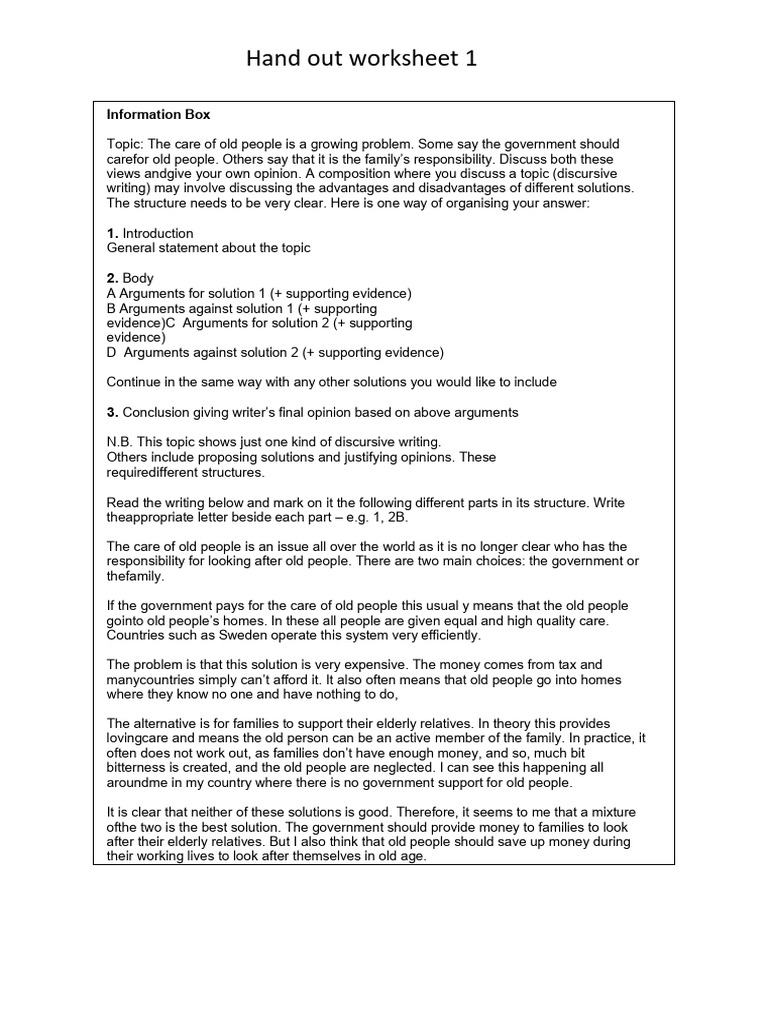 Handout Worksheet 1 | PDF | Argument | Evidence