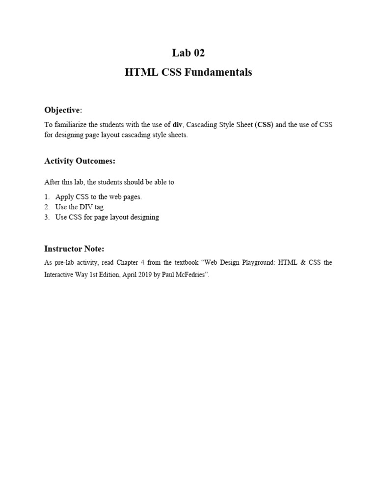Lab 2 | PDF | Html Element | Html
