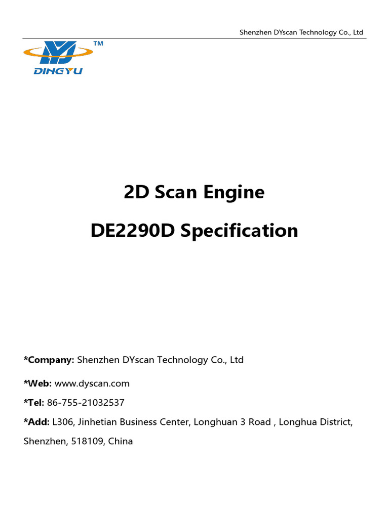 DE2290D 2D Scan Engine Overview | PDF | Barcode | Computer Engineering
