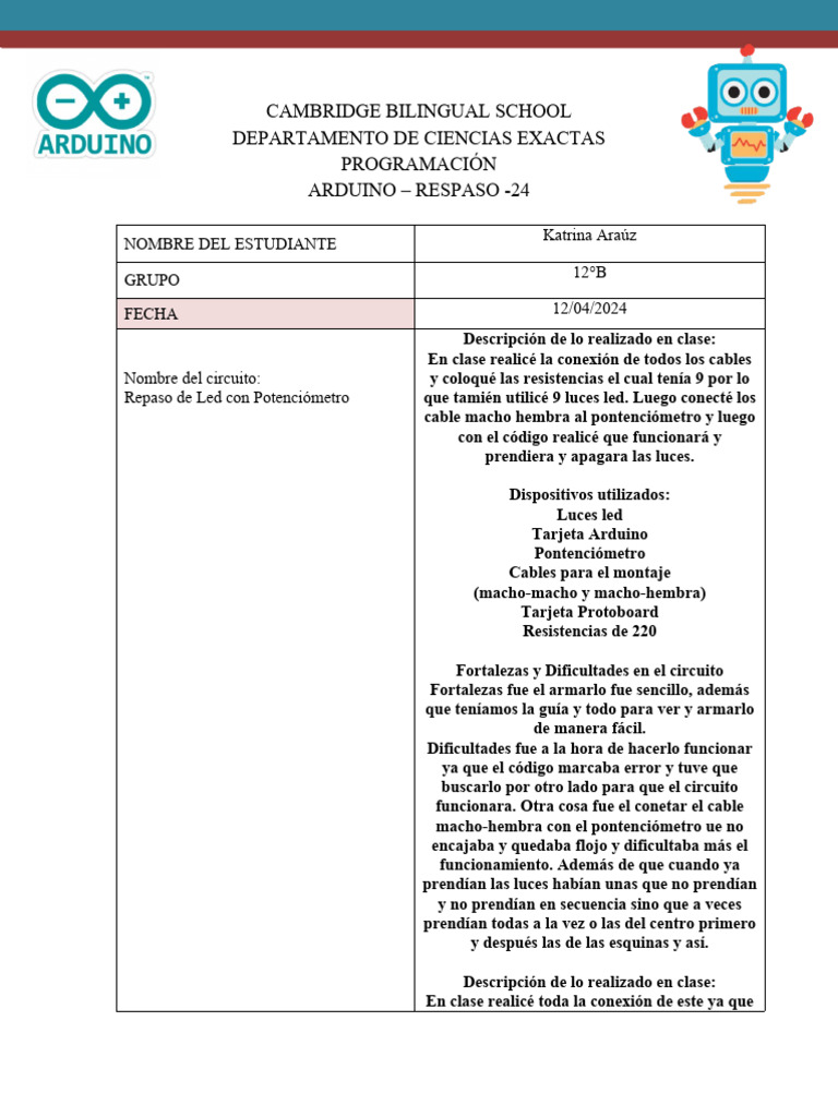 Diario Arduino - 2024 | PDF | Bienes manufacturados | Ingeniería Informática