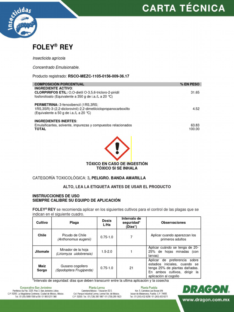 Ficha Tecnica - FOLEY - REY | PDF