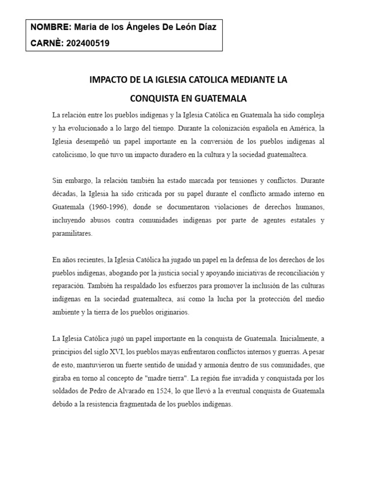 Impacto de La Iglesia Catolica | PDF | Guatemala | Iglesia Católica