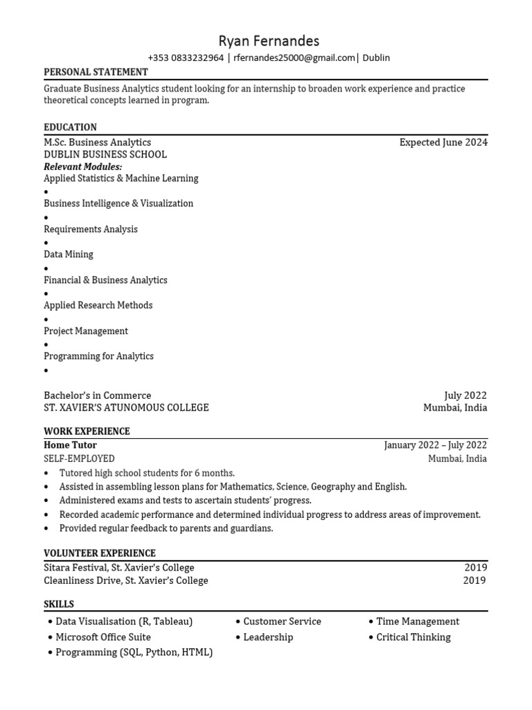 Ryan Fernandes Resume | PDF Ryan Fernandes Resume | PDF