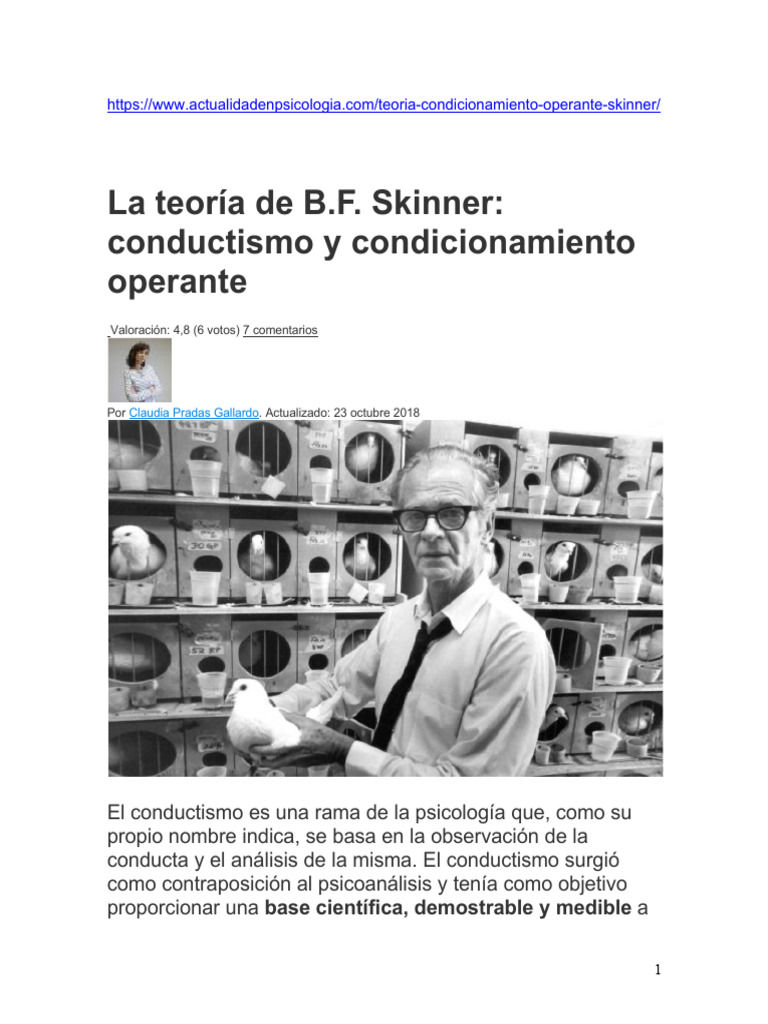 La Teoría de Skinner | PDF | Behaviorismo | Sicología