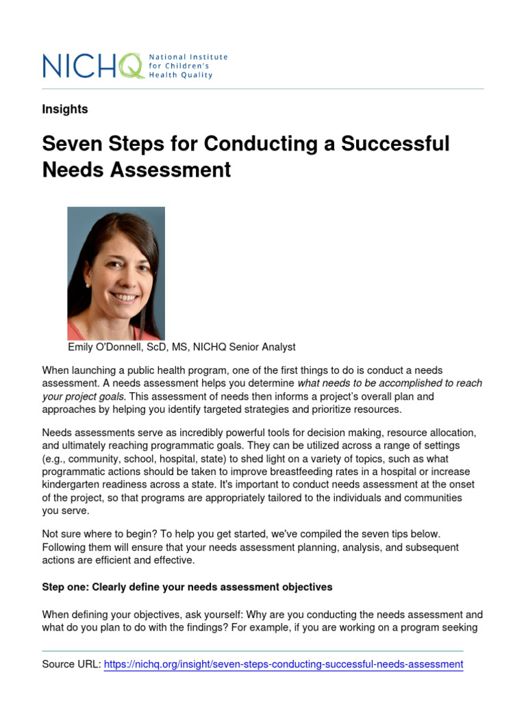 Seven Steps for Effective Needs Assessment | PDF | Needs Assessment ...