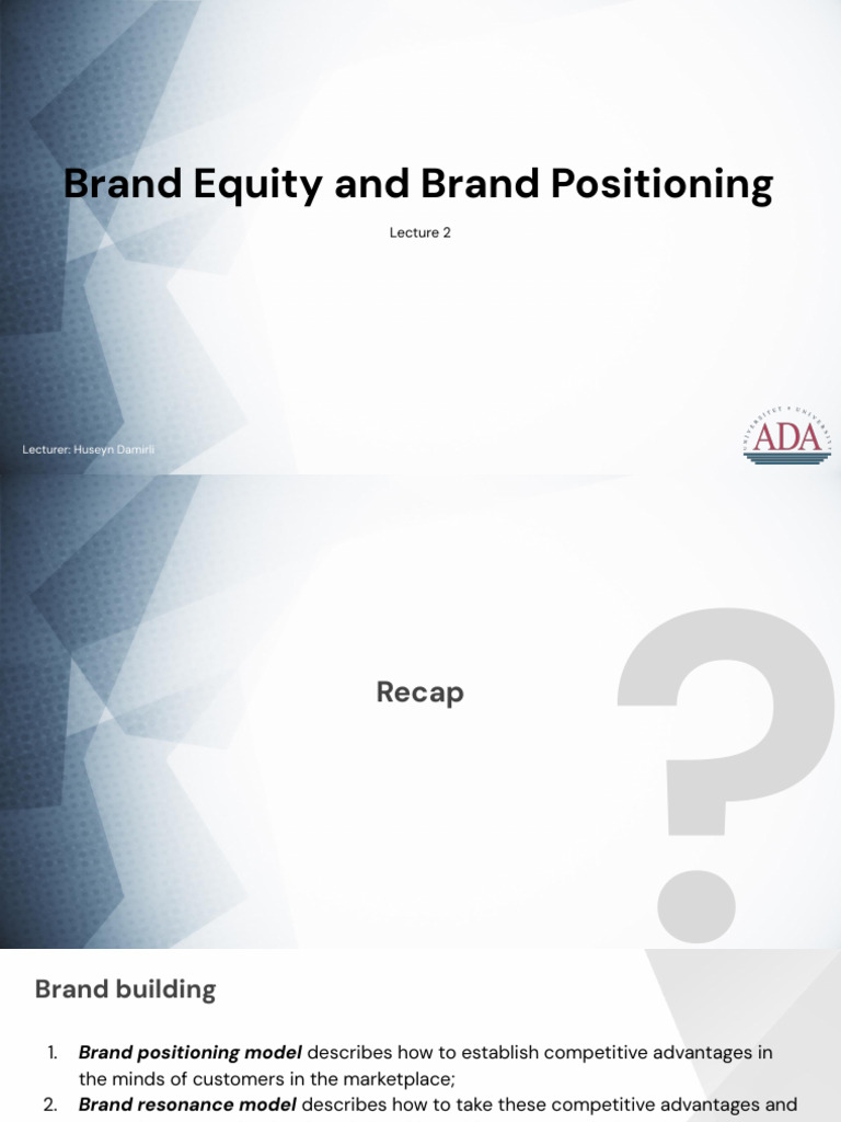 Lecture2 - CBBE and Brand Positioning | PDF | Brand | Business Process